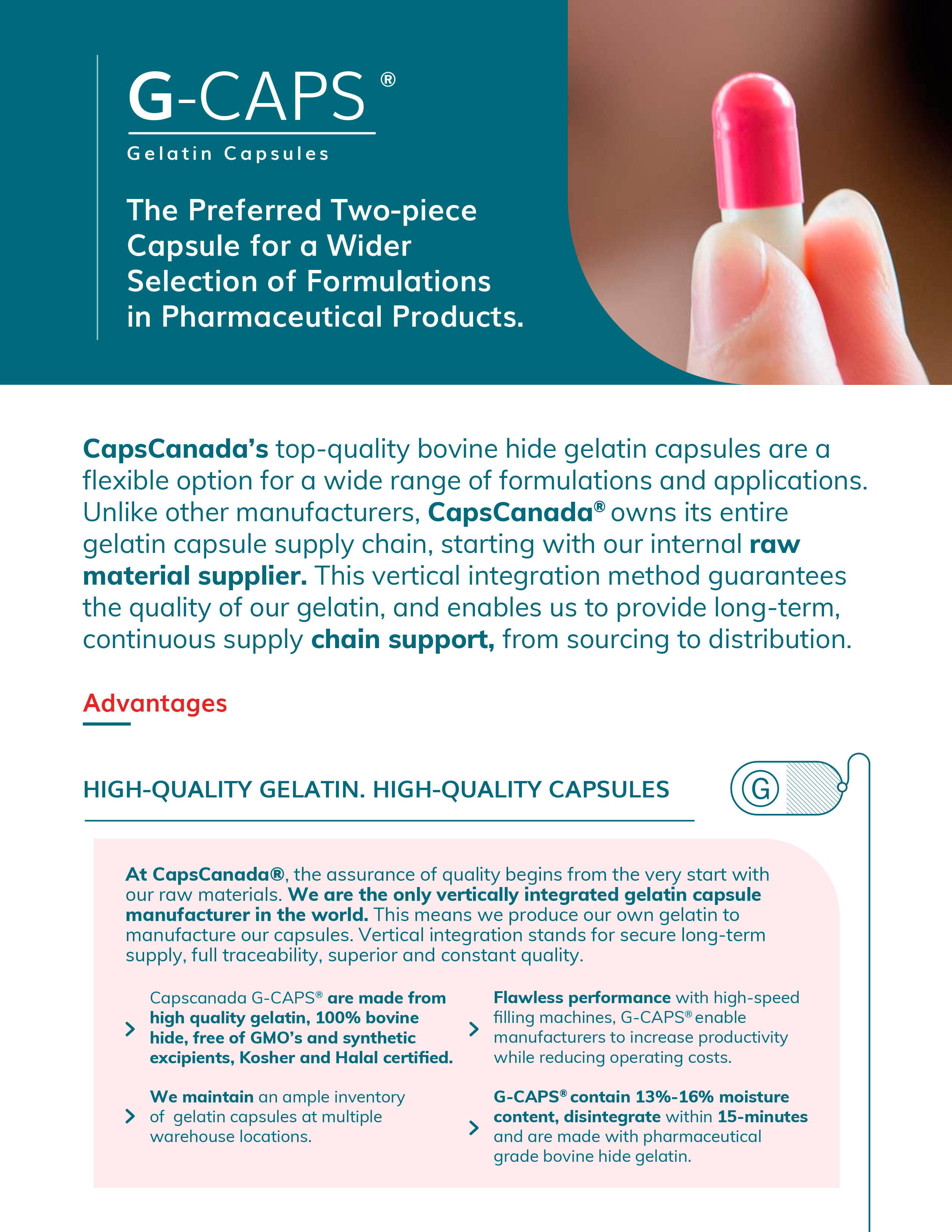 Gelatin Capsules - G-CAPS® Product information | Free Brochure